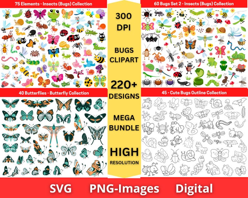 Bugs Clipart, Insects Clipart, Butterfly Clipart, Animal Clipart ...
