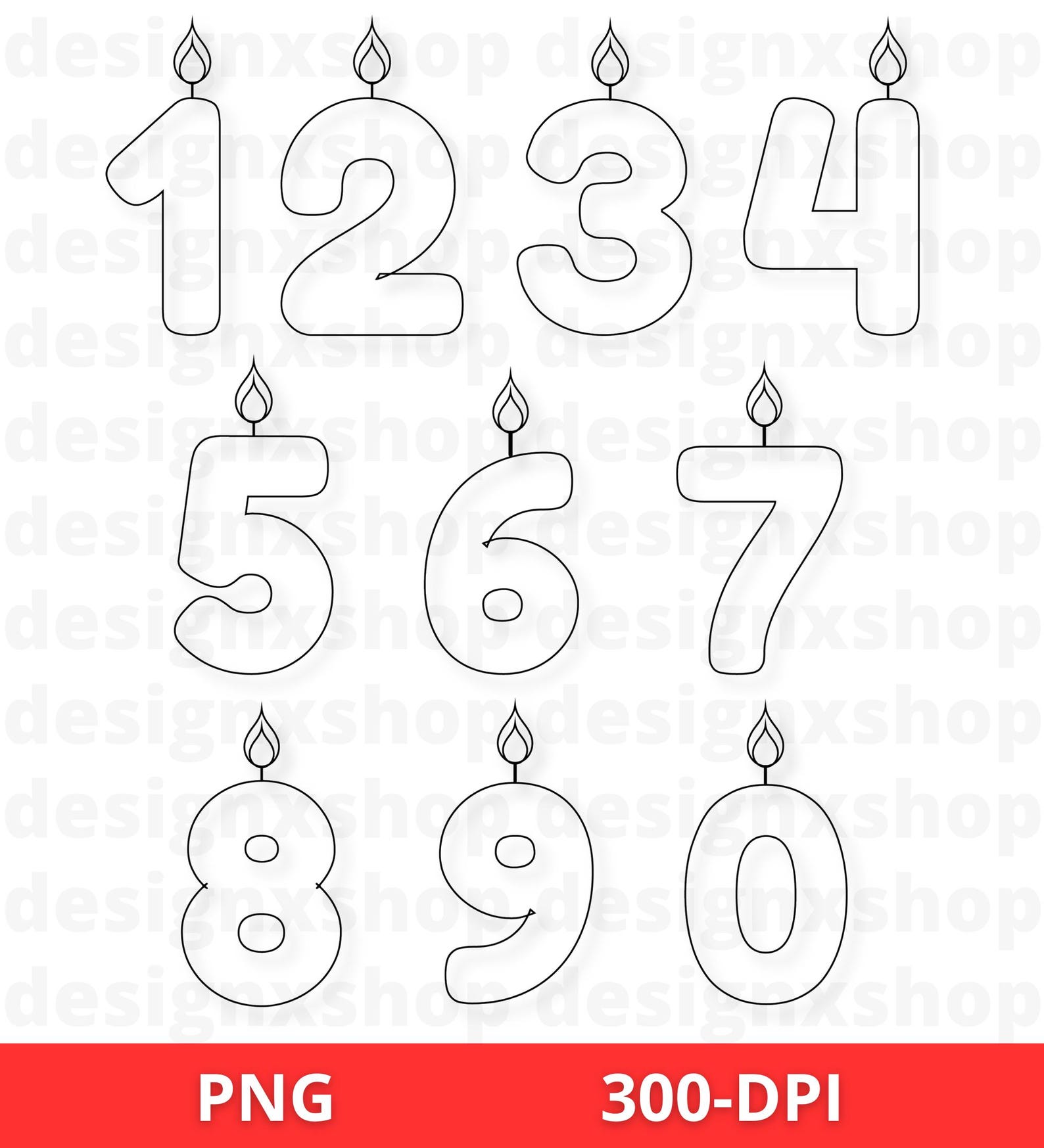 Colorful Birthday Candle Numbers Clipart: SVG, PNG, JPG (280 Files) - Etsy