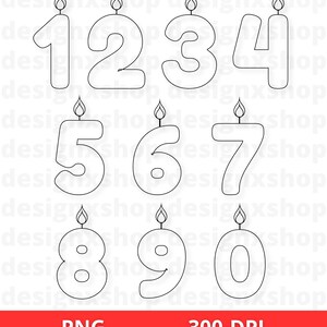 Colorful Birthday Candle Numbers Clipart: SVG, PNG, JPG (280 Files) - Etsy