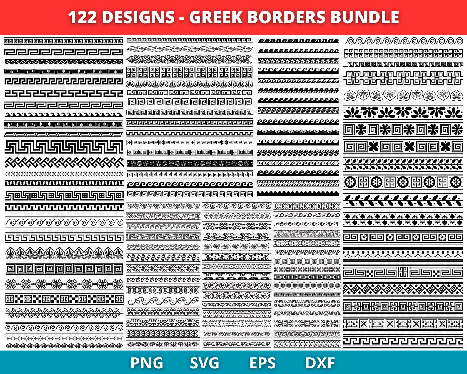 Greek Border SVG Bundle, Greek Key Frame SVG, Greek Pattern, Greek ...