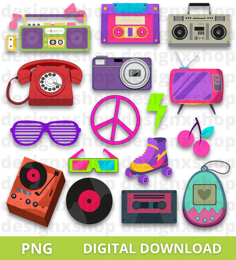 Retro 80s Digital Files, Nostalgic 90s Digital Files, Groovy, Decades ...