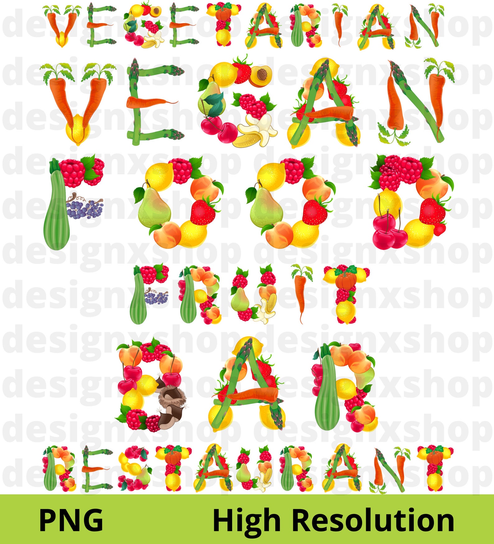 Vegetables Alphabet Clipart Vegetables Clipart Vegetables | Etsy