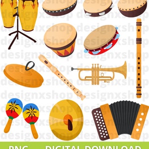 Musical Instruments Clipart | Music Bundle | Guitar | Violin | Drums ...