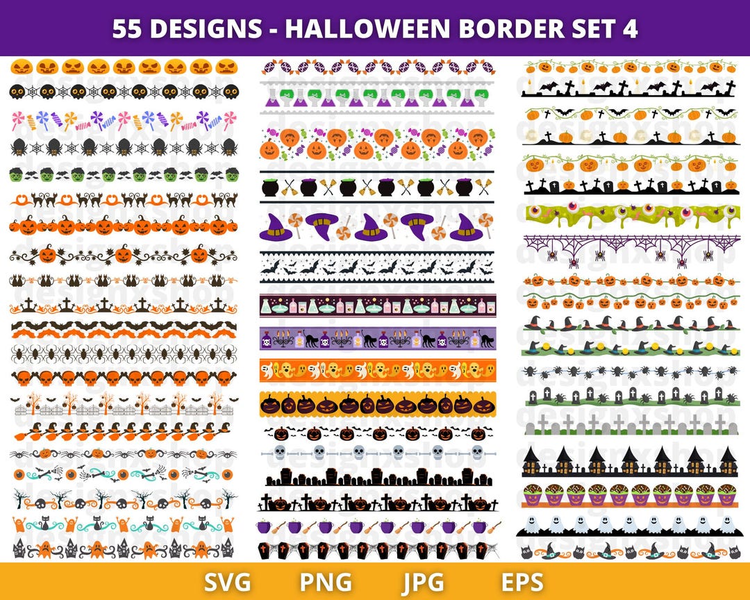 Halloween Borders Clipart, Halloween Borders SVG, Halloween Digital ...