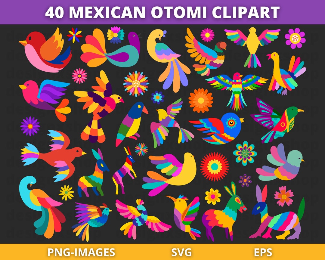 Mexican Otomi Clipart, Otomi Clipart, Mexico Clipart, Colorful Mexican ...