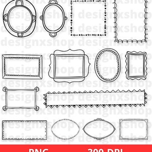 Digital Frames Clipart, Doodle Frames Clipart, Hand Drawn Frames ...