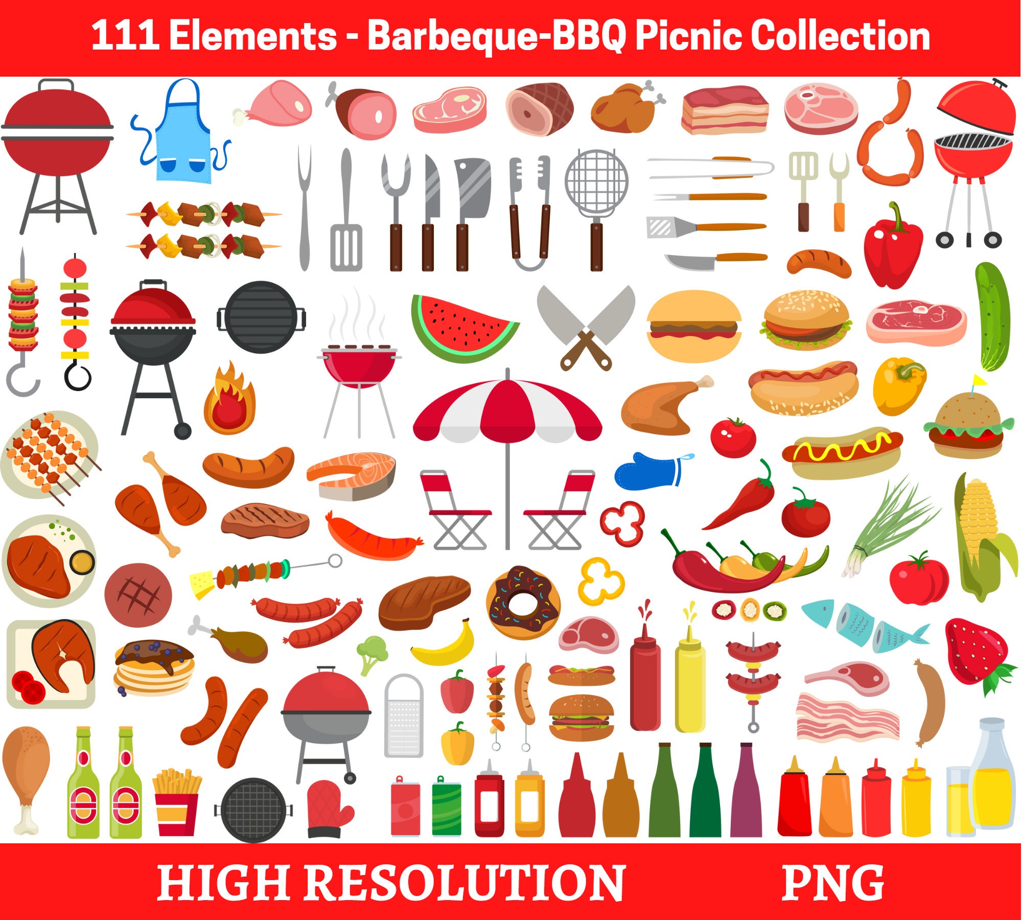 111 BBQ Clipart Barbeque Clipart Picnic Clipart Backyard - Etsy Canada