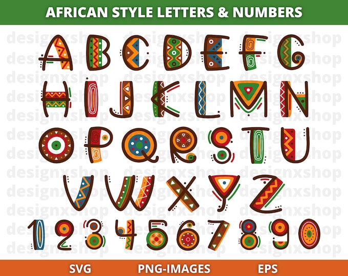 Letras y números de África SVG, alfabeto de África, 3 letras africanas ...