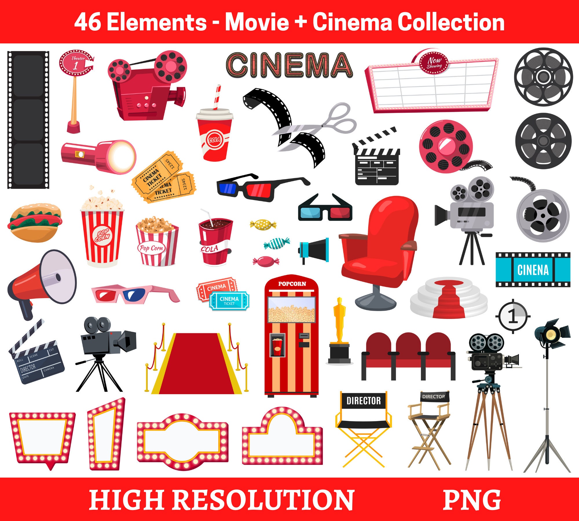 Movie Clipart Cinema Clipart Movie Theater Clipart Movie - Etsy Australia