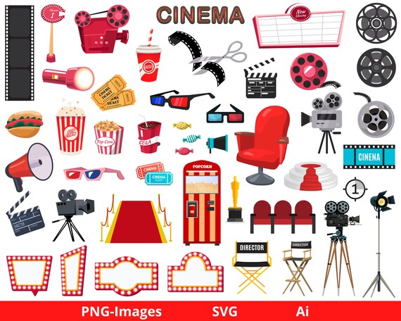 Movie Clipart Cinema Clipart Movie Theater Clipart Movie - Etsy Australia