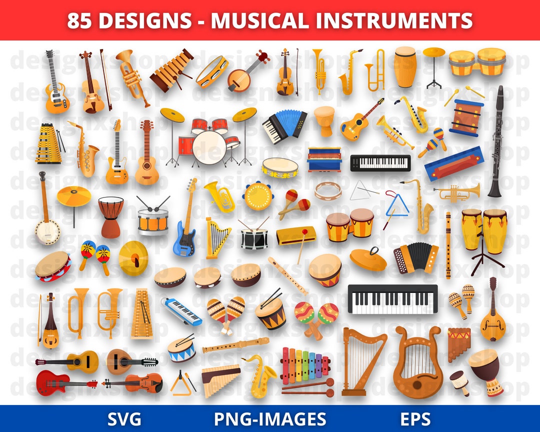 Musical Instruments Clipart | Music Bundle | Guitar | Violin | Drums ...