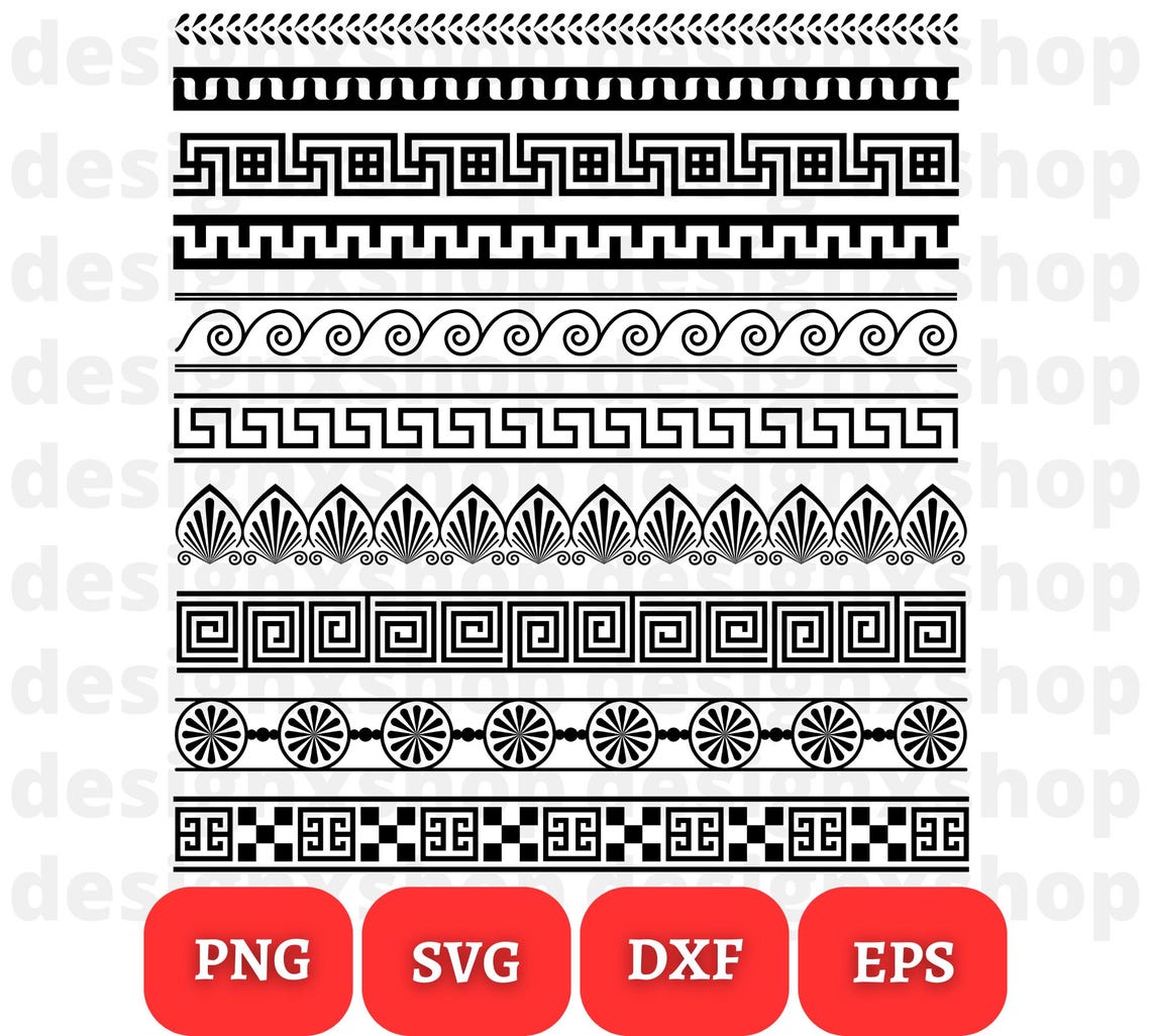 Greek Border SVG Bundle, Greek Key Frame SVG, Greek Pattern, Greek ...