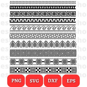 Greek Border SVG Bundle, Greek Key Frame SVG, Greek Pattern, Greek ...