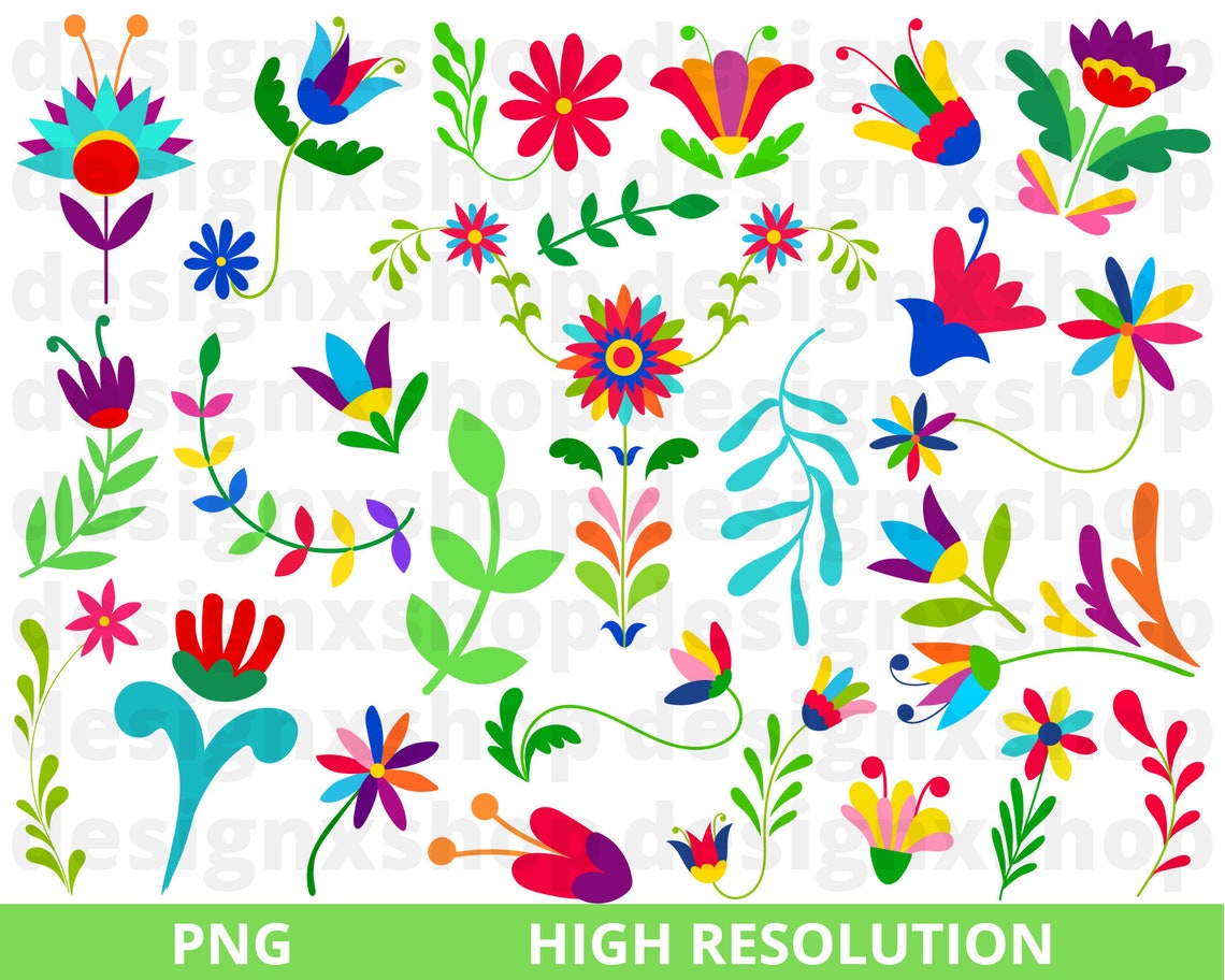 Mexican Otomi Clipart, Otomi Clipart, Mexico Clipart, Colorful Mexican ...