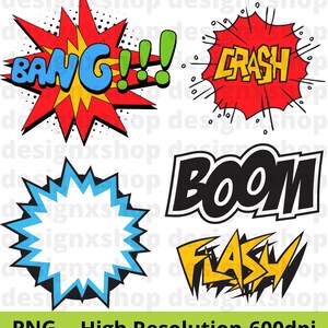 Comic Book Clipart, Superheroes Clipart, Pop Art, Text Props, Comic ...