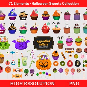Halloween Candy Clipart Bundle | Spooky Cupcakes, Lollipops, Sweets ...