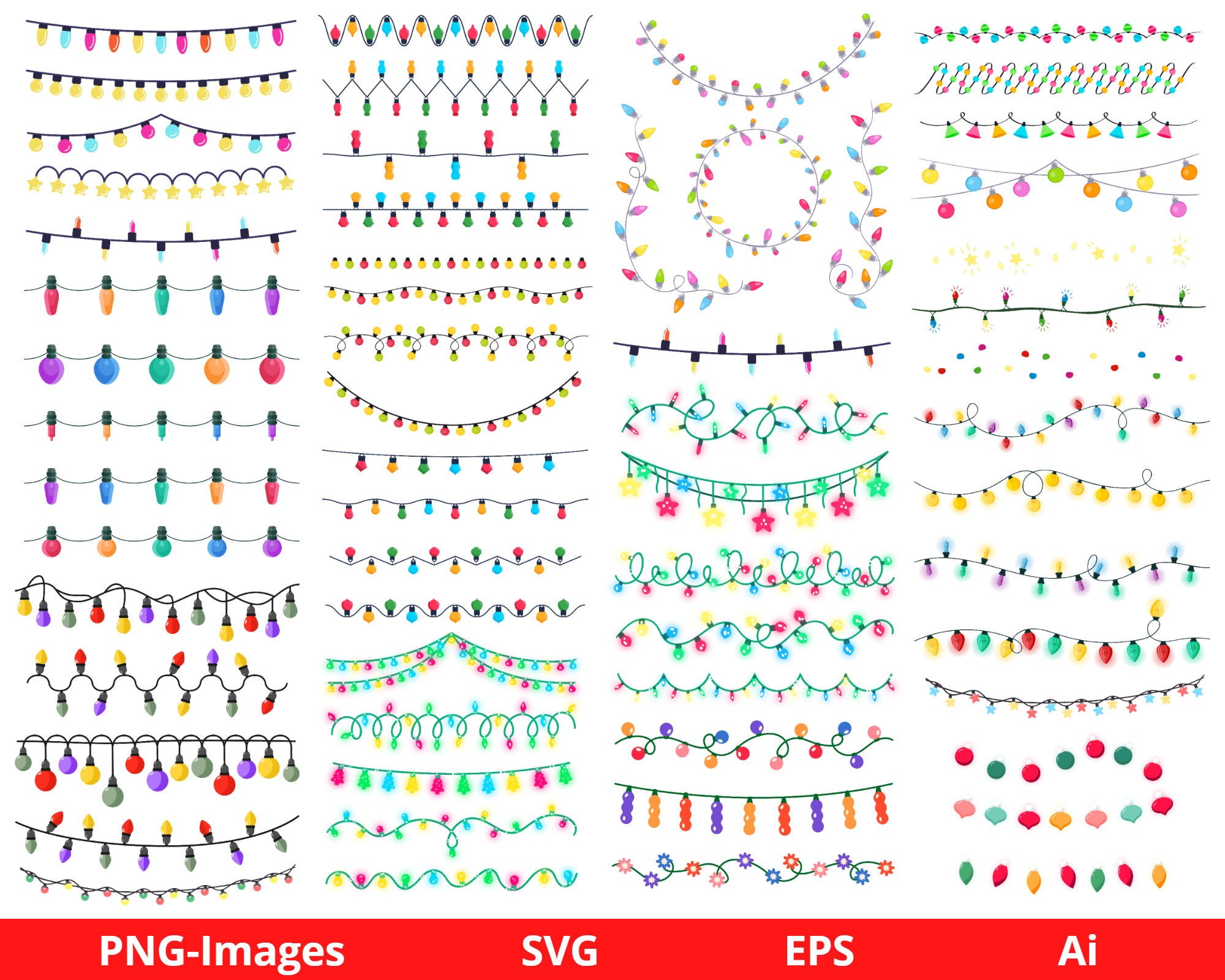 Christmas Lights SVG Christmas Lights Clipart Merry - Etsy