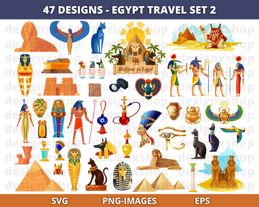 Ancient Egypt Clipart: Travel & Historical Designs (PNG, SVG, EPS) - Etsy