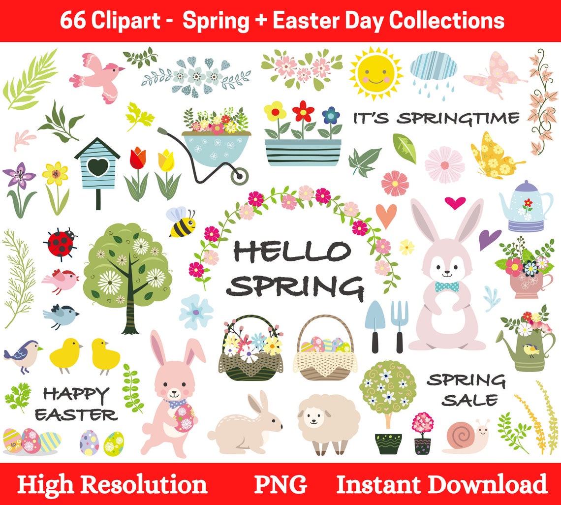 Spring Clipart Easter Clipart Flower Clipart Floral | Etsy