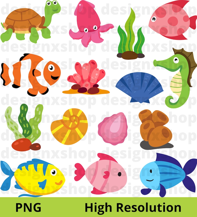 Ocean Animal Clipart Sea Animals Clipart Sea Life Clipart - Etsy