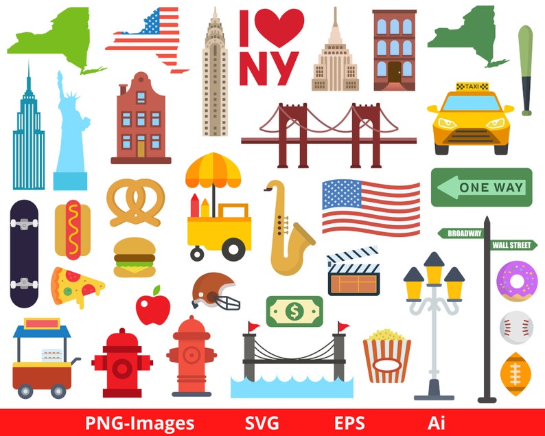 New York Clipart USA Clipart America Clipart NYC Clipart - Etsy
