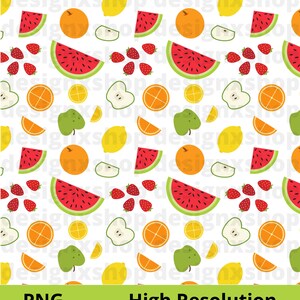 Fruits Digital Paper Set | Fruits Seamless Digital Paper | Fruits ...
