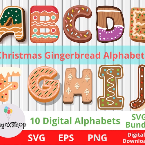Christmas Alphabet Clipart Holiday SVG Letters Christmas - Etsy