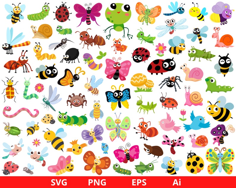 Bugs Clipart Insects Clipart Butterfly Clipart Animal | Etsy