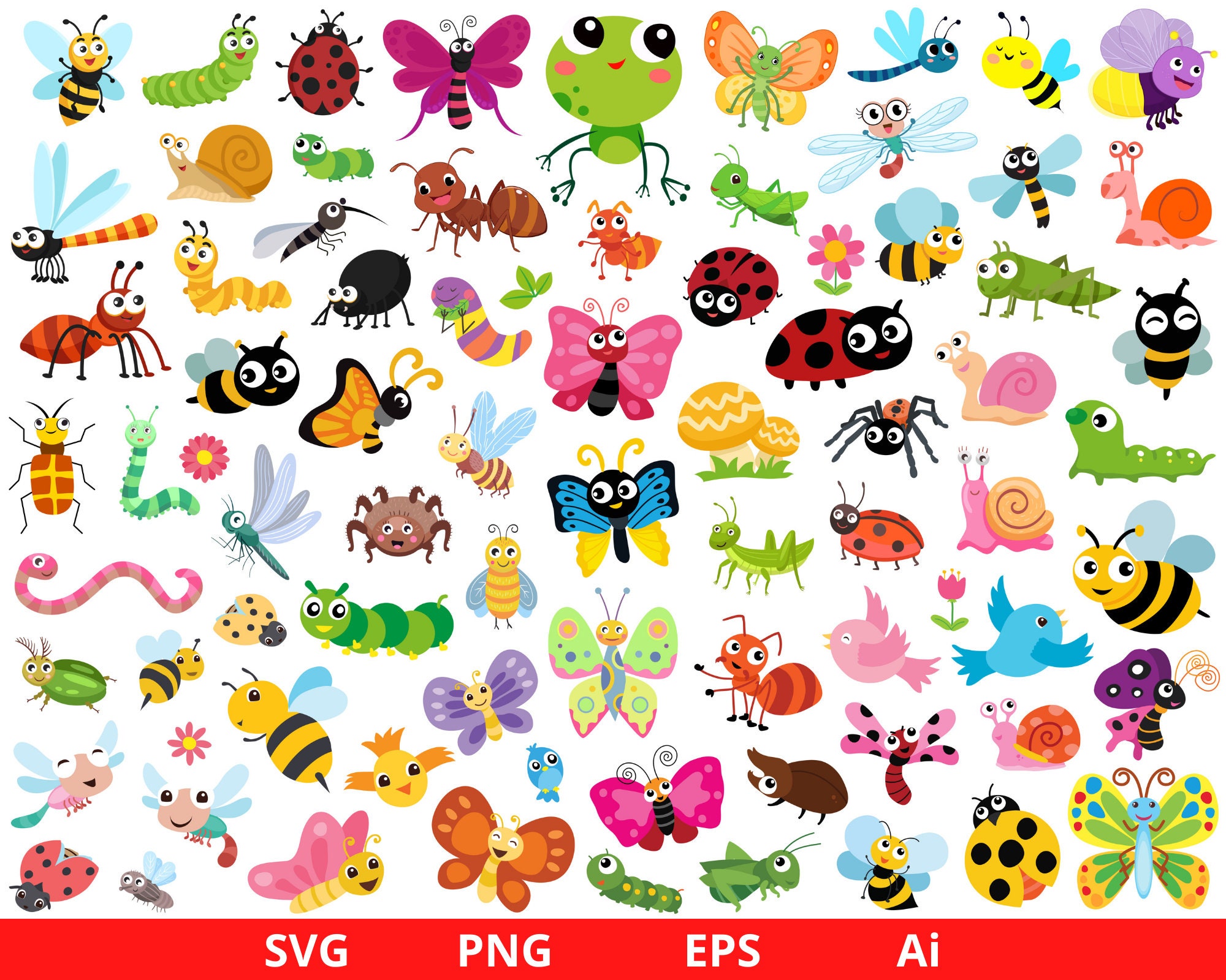 Bugs Clipart Insects Clipart Butterfly Clipart Animal - Etsy