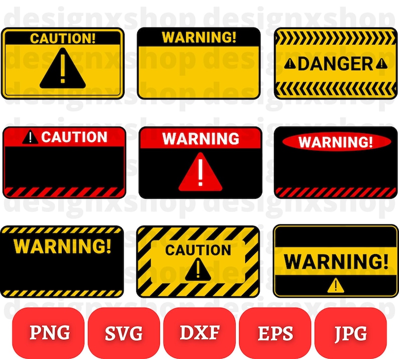 Caution Sign SVG Bundle, Caution Sign Svg, Danger Sign Clipart, Warning ...