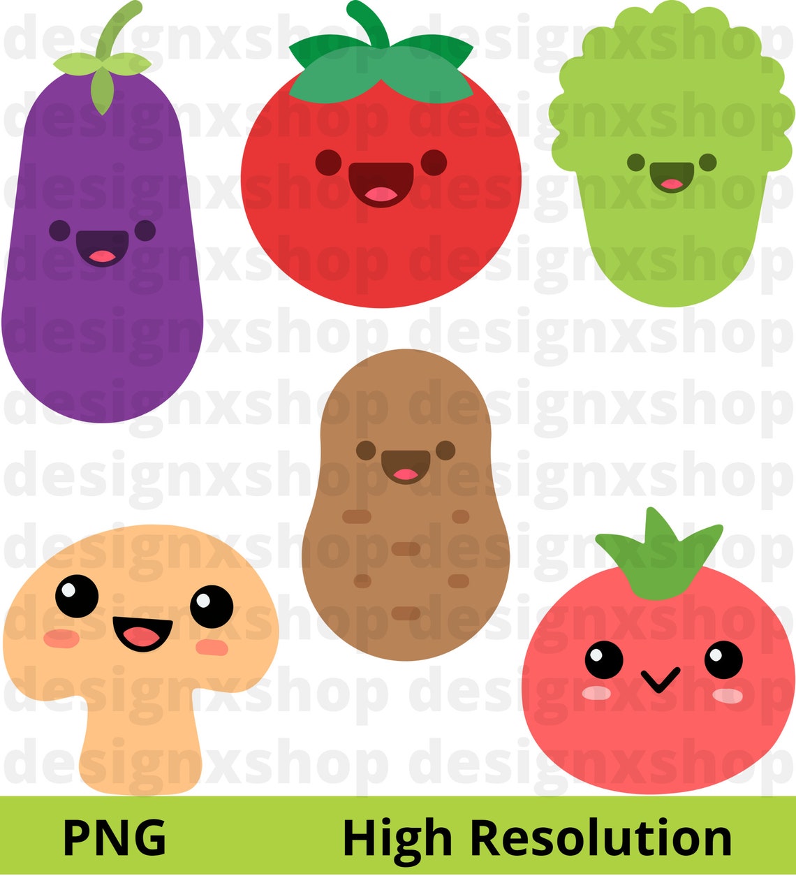 Kawaii Vegetables Clipart Cute Vegetables Clipart Vegetables - Etsy