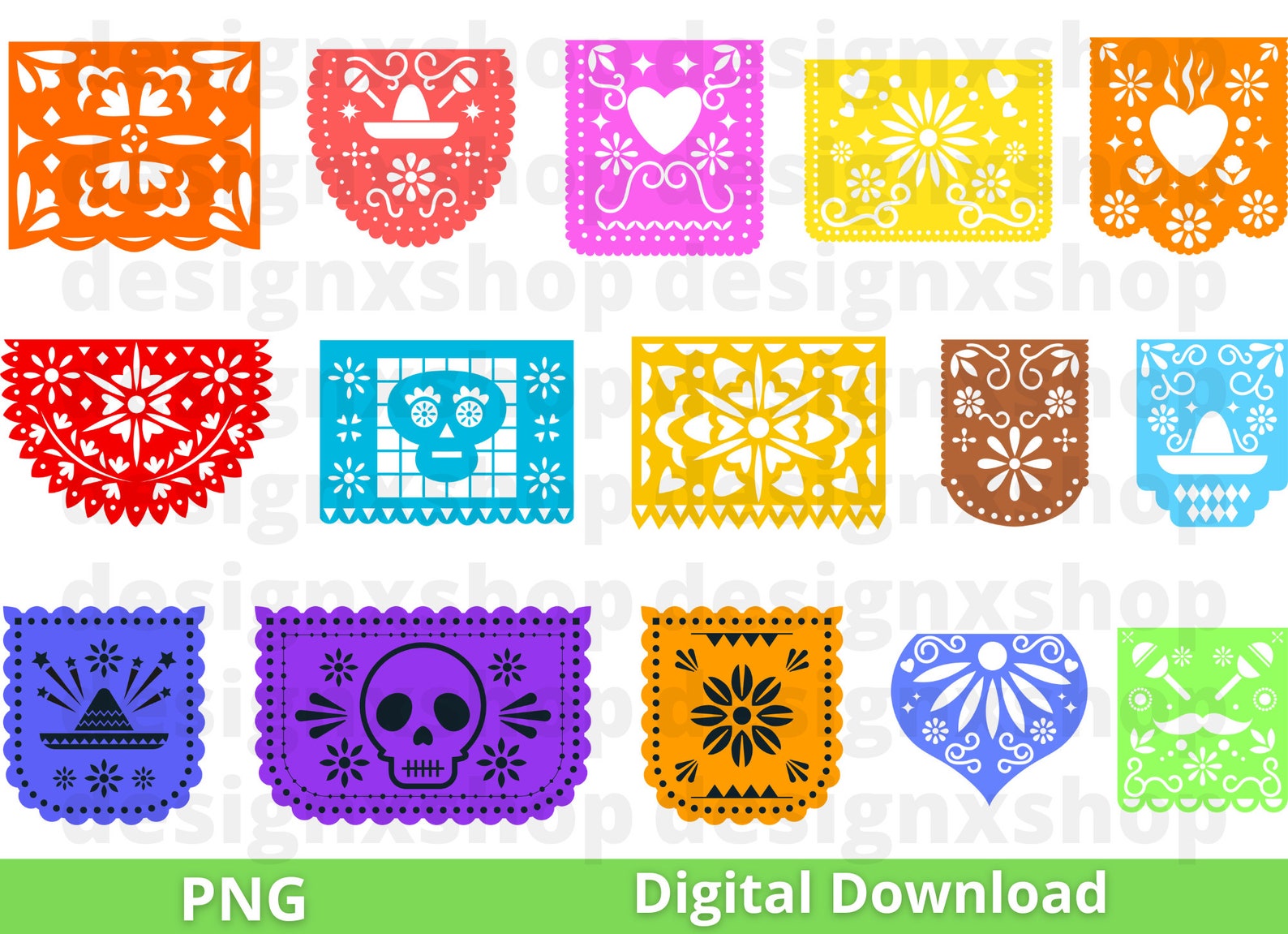 Papel Picado Svg Bundle | Papel Picado Png | Mexican Clipart | Cinco De ...