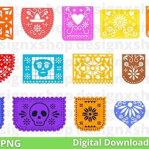 Papel Picado Svg Bundle | Papel Picado Png | Mexican Clipart | Cinco De ...