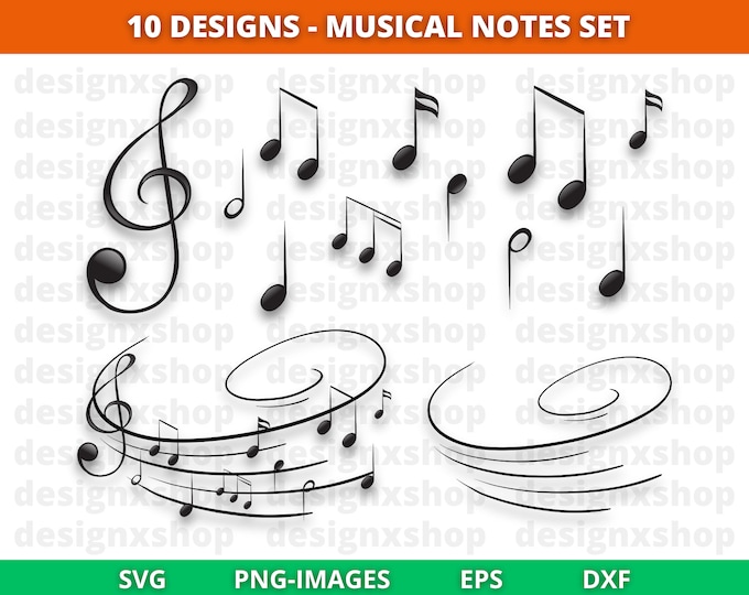 Music Note Name Label Vector Clipart / Outline & Stamp Graphics ...