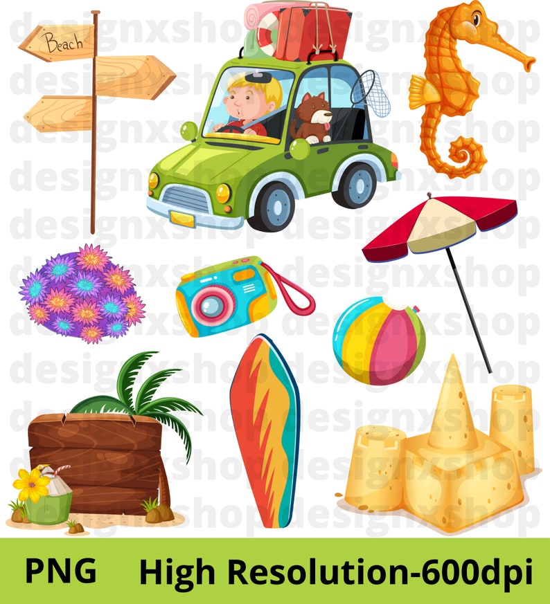 Summer Beach Clipart Summer Clipart Bundle Vacation Clipart - Etsy