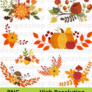 Autumn Wreath Clipart | Fall Wreath Clipart | Fall Floral Wreath ...