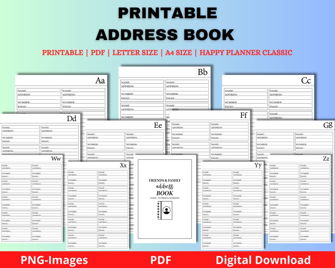Address Book Printable | Contacts Page | Address Book for Planner ...