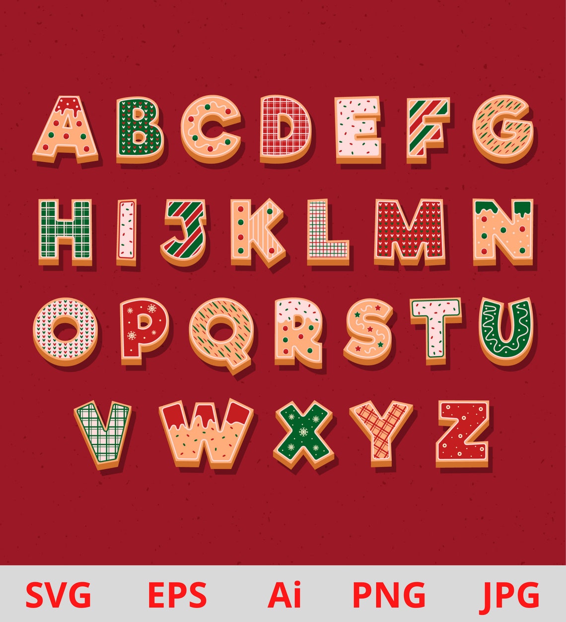 Printable Digital Alphabet Letters Gingerbread Alphabets | Etsy