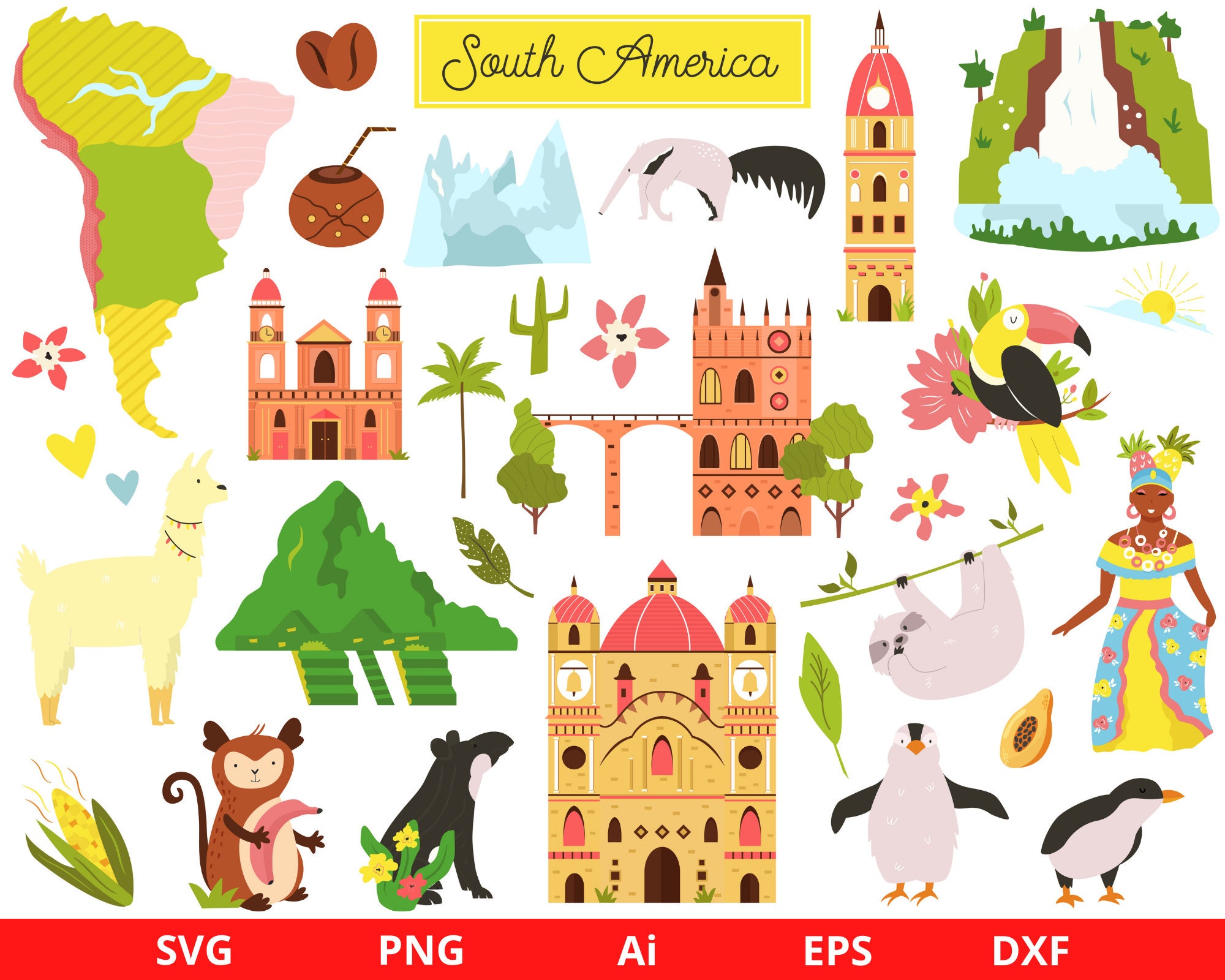 South America Clipart US State Clipart USA Clipart America | Etsy