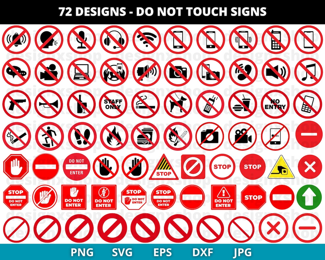 Do Not Touch Signs Bundle: Prohibited Symbols SVG PNG (digital Download ...