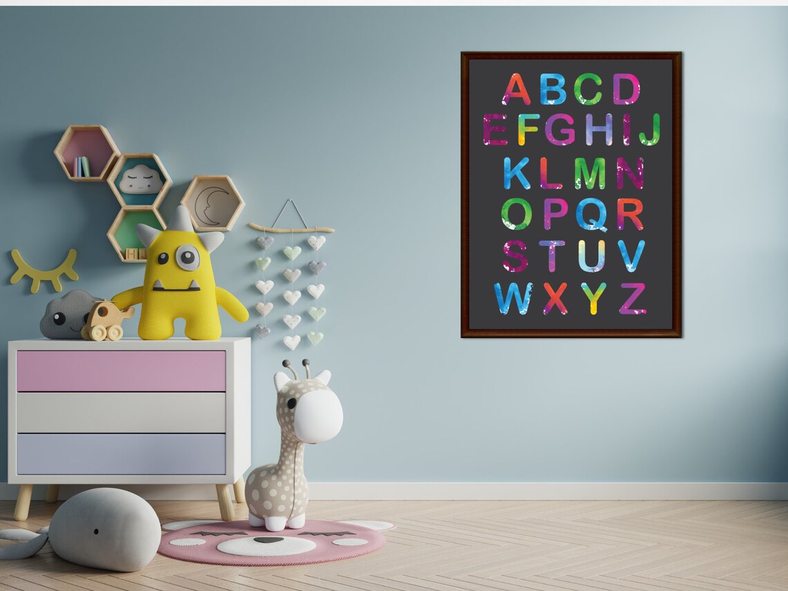 Alphabet Print Alphabet Poster Watercolor Alphabet Rainbow - Etsy