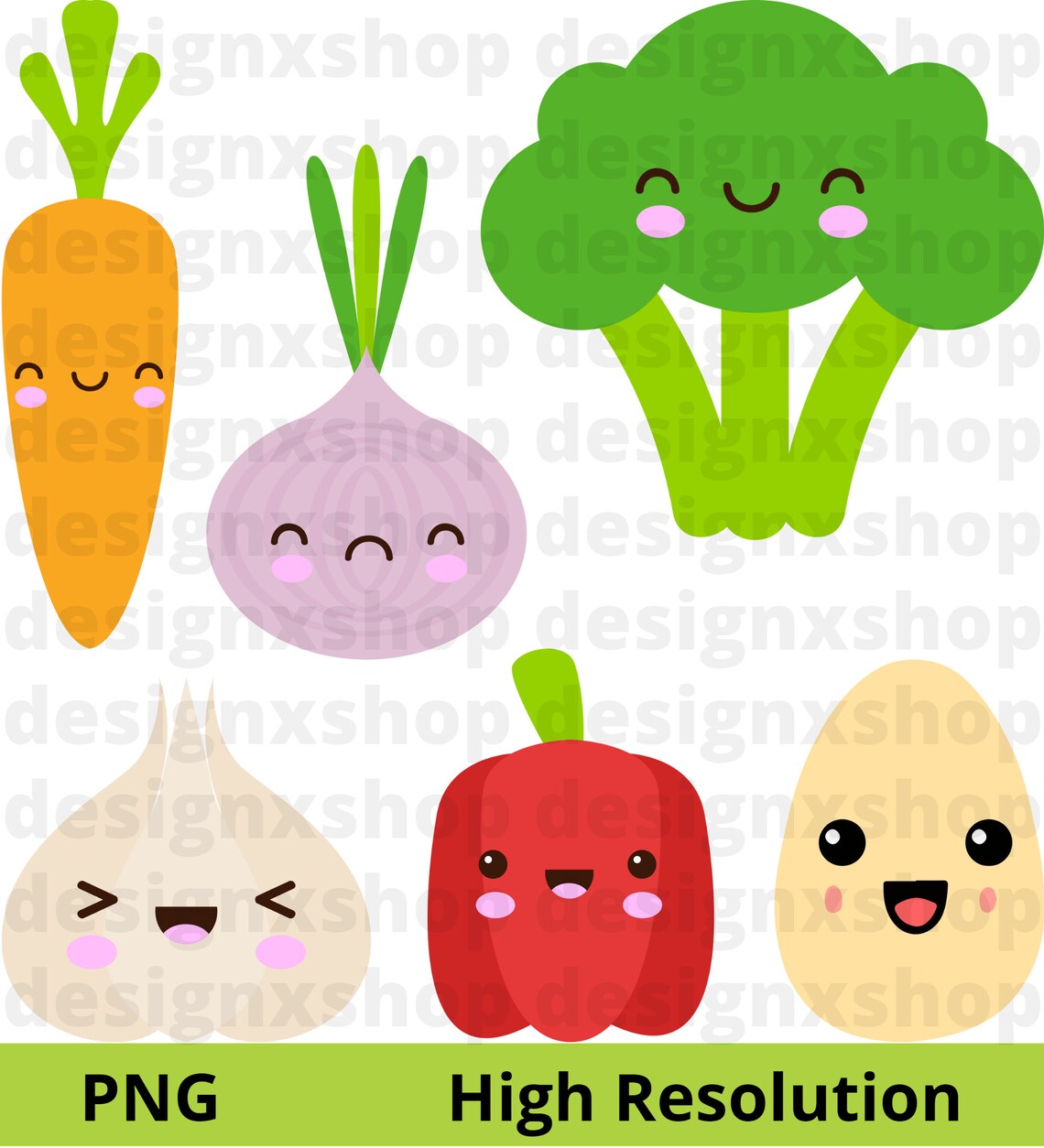 Kawaii Vegetables Clipart Cute Vegetables Clipart Vegetables - Etsy
