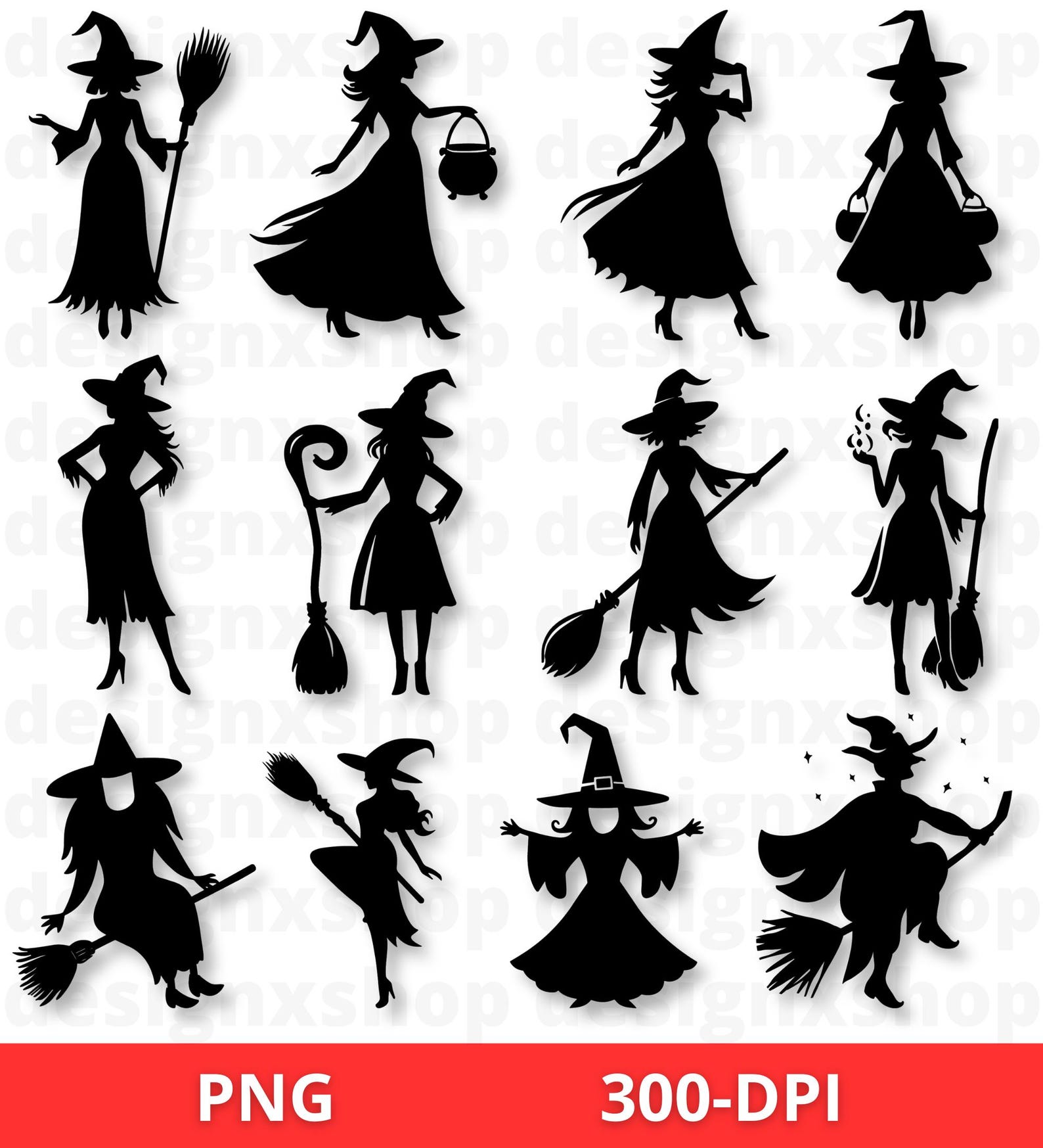 Witch SVG Bundle: Halloween Clipart, Witchcraft Silhouette (70 Designs ...