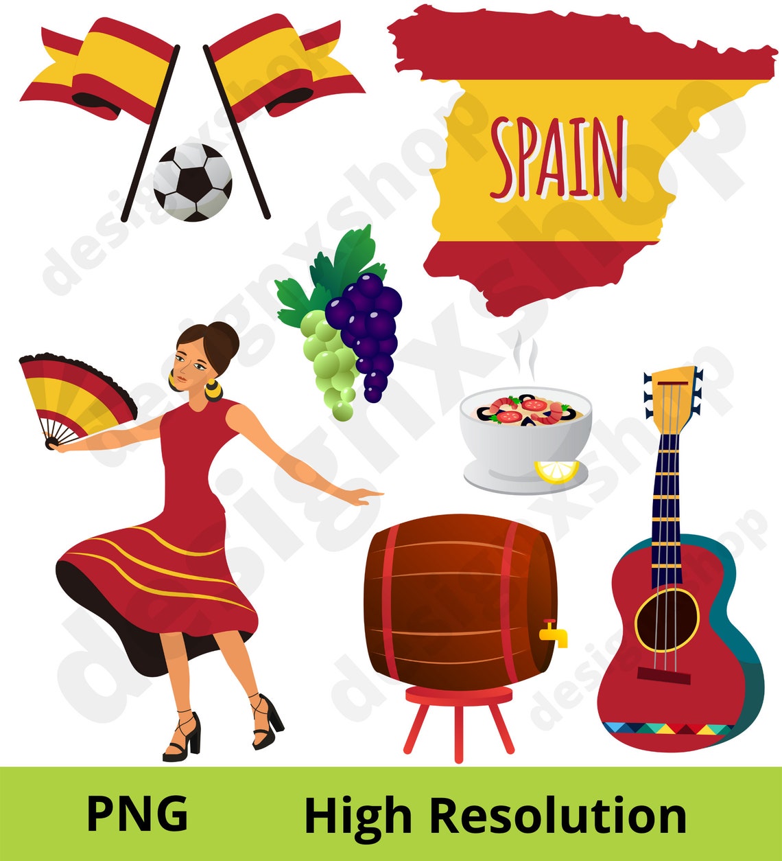SPAIN Clipart Spanish Clipart Travel Clipart Europe | Etsy