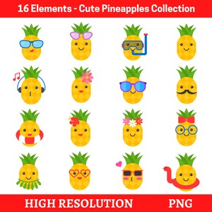 Pineapple SVG Bundle Pineapple Clipart Cute Pineapples - Etsy