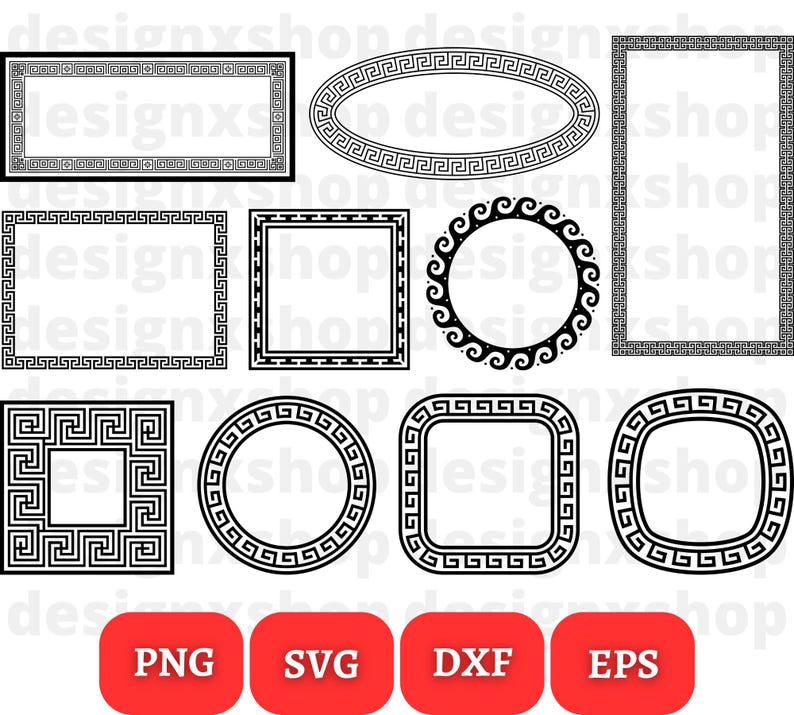 Greek Pattern SVG Bundle, Greek Border, Greek Key Frame Svg, Decorative ...