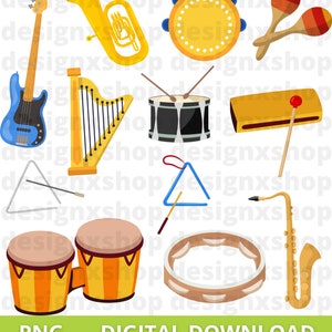 Musical Instruments Clipart | Music Bundle | Guitar | Violin | Drums ...