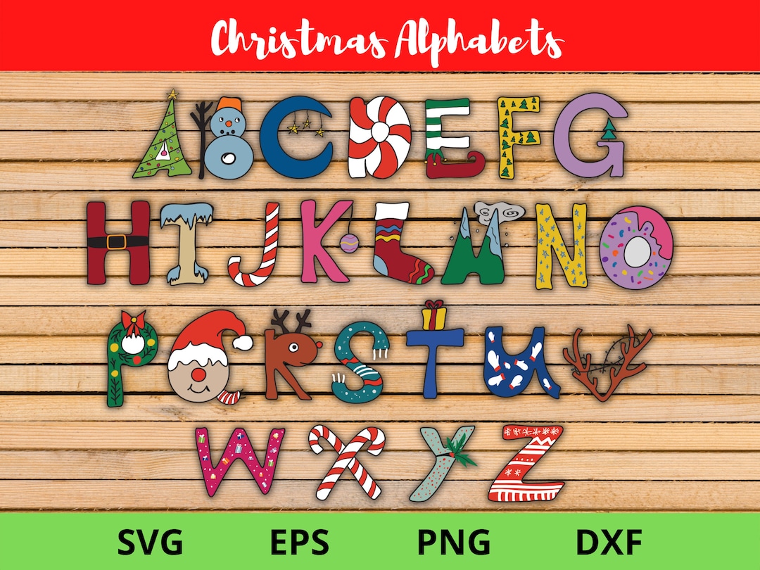 Christmas Alphabet Clipart, Holiday SVG Letters, Christmas Alphabet PNG ...
