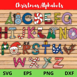 Christmas Alphabet Clipart, Holiday SVG Letters, Christmas Alphabet PNG ...