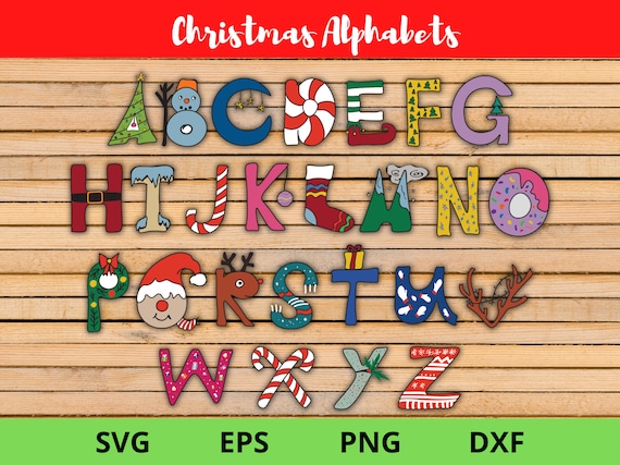 Christmas Alphabet Clipart Holiday SVG Letters Christmas - Etsy